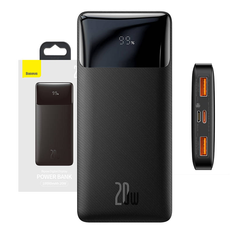 Nešiojamas įkroviklis (Power bank) Baseus Bipow, 10000 mAh, juoda sp ...