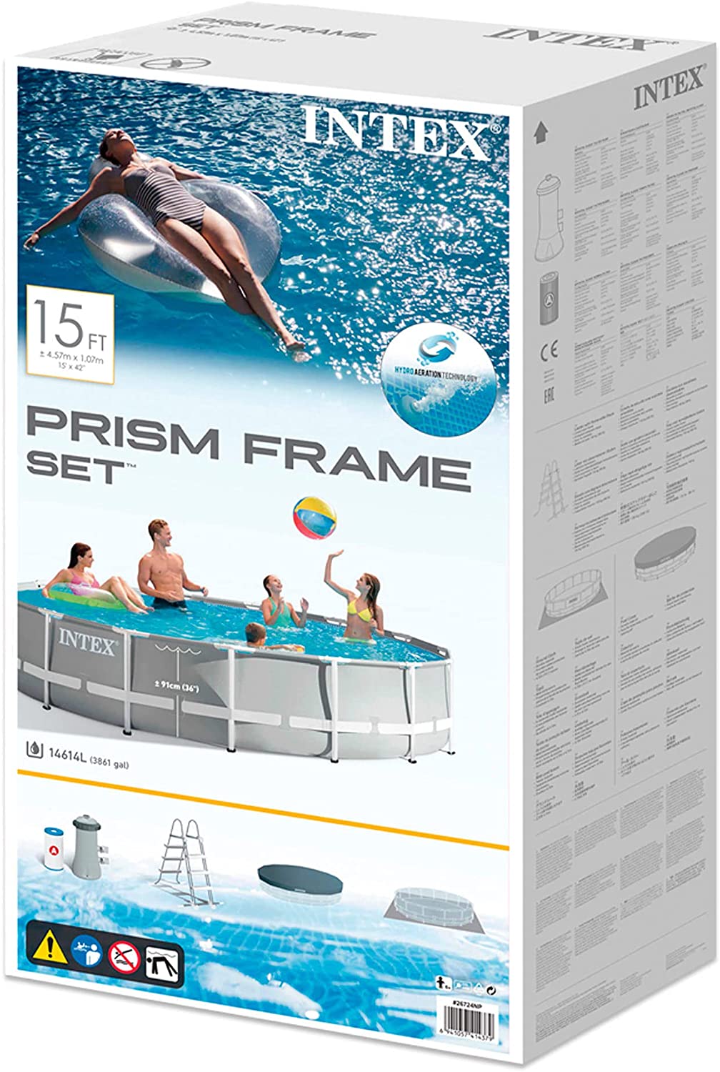 Baseins, karkasa Intex Prism Frame 26724NP, pelēka krās., 457 x 107 cm ...