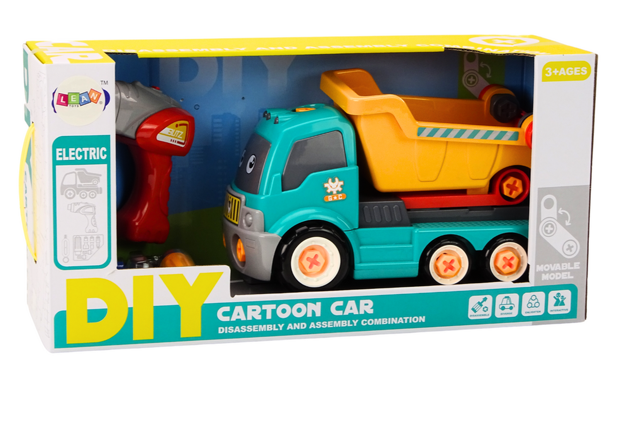 Rotaļu pašizgāzējs Lean Toys DIY Cartoon Car - Ksenukai.lv