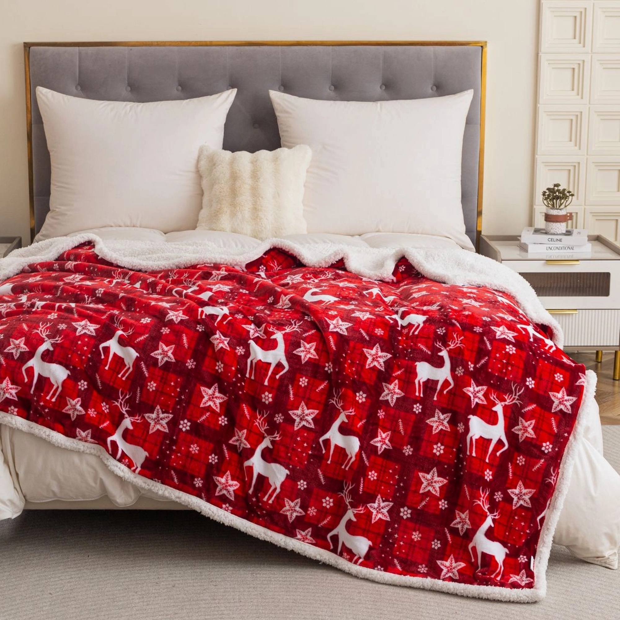 Плед KFA-15, белый/красный, 200 см x 220 см - Ksenukai.lv