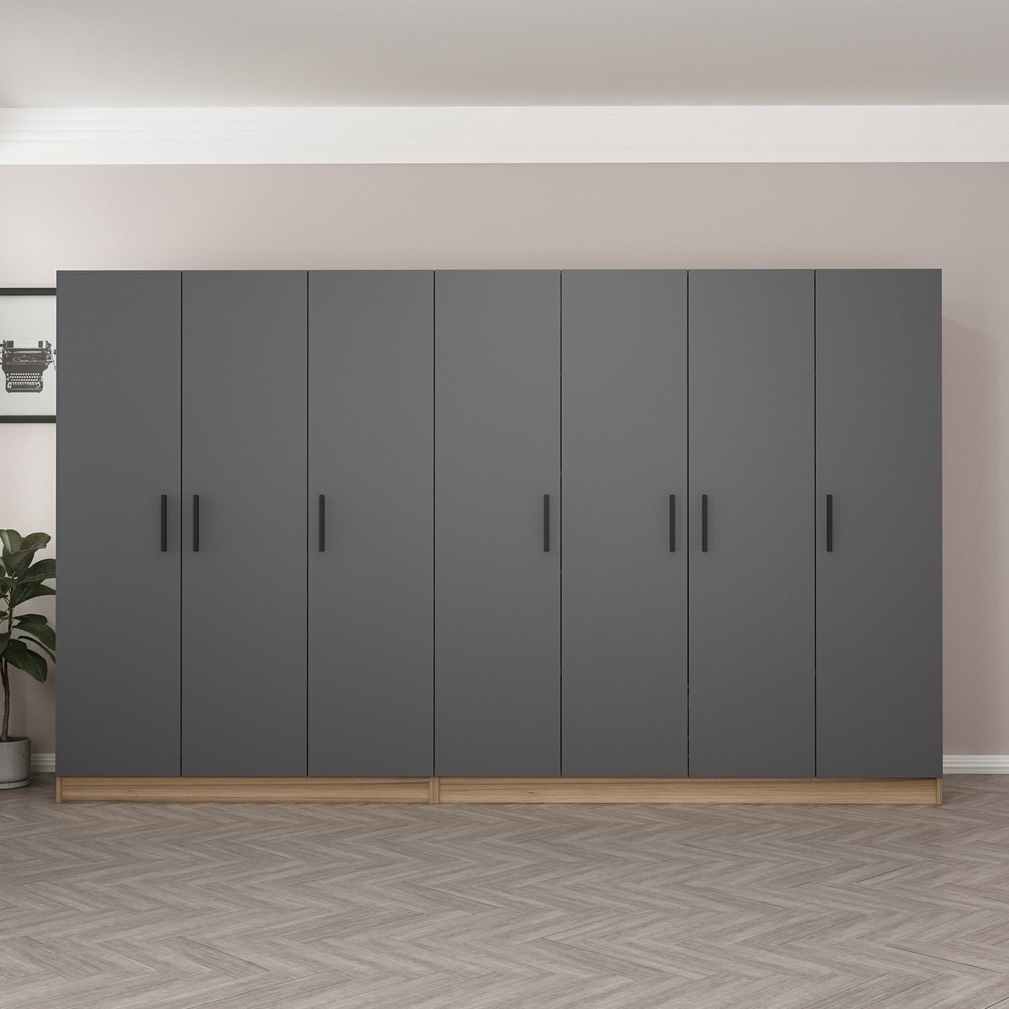 Шкаф Kalune Design Kale 7643, антрацитовый, 52 см x 315 см x 210 см ...