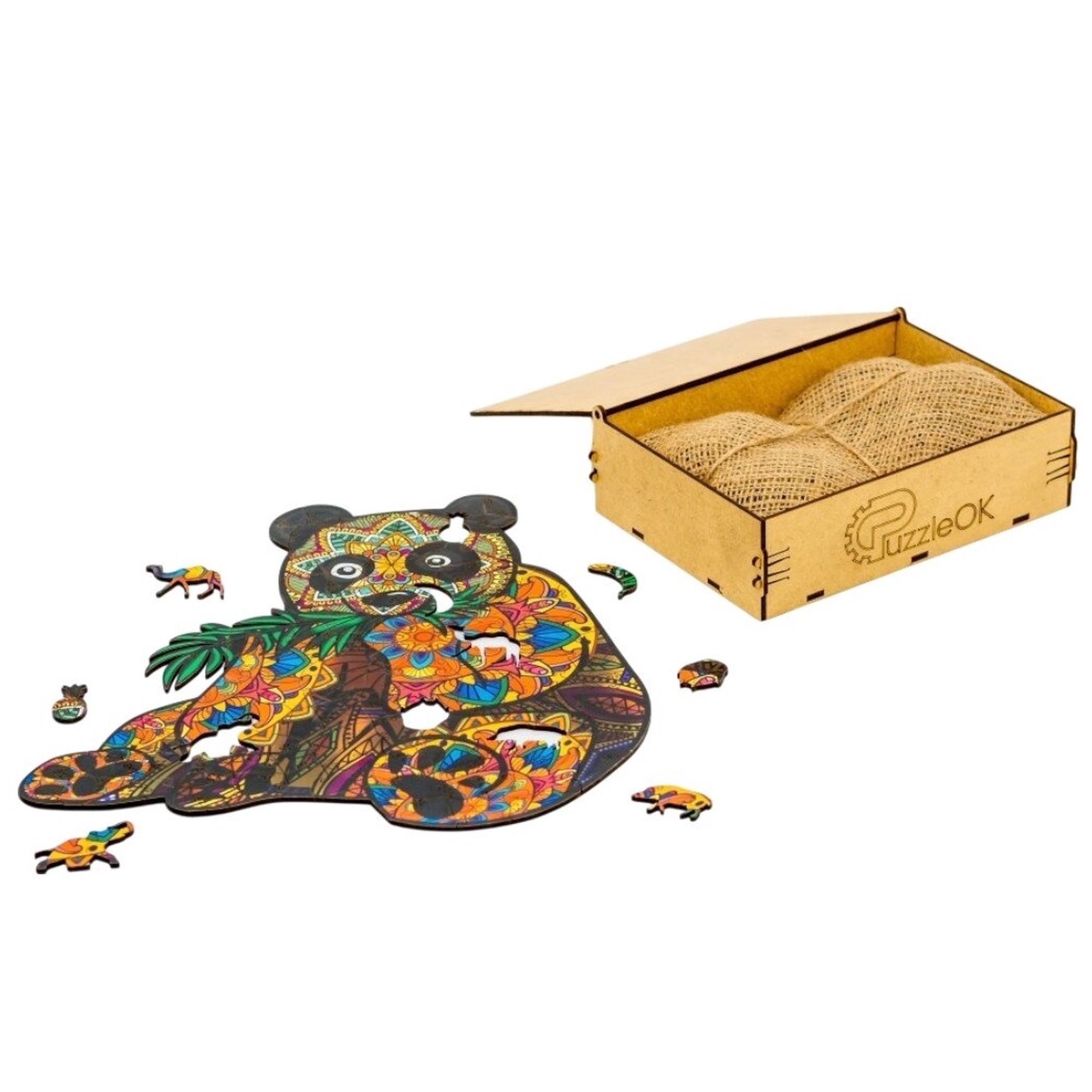 Puidust pusle PuzzleOK Panda, 29.4 cm x 28 cm, 65 tk - 1a.ee