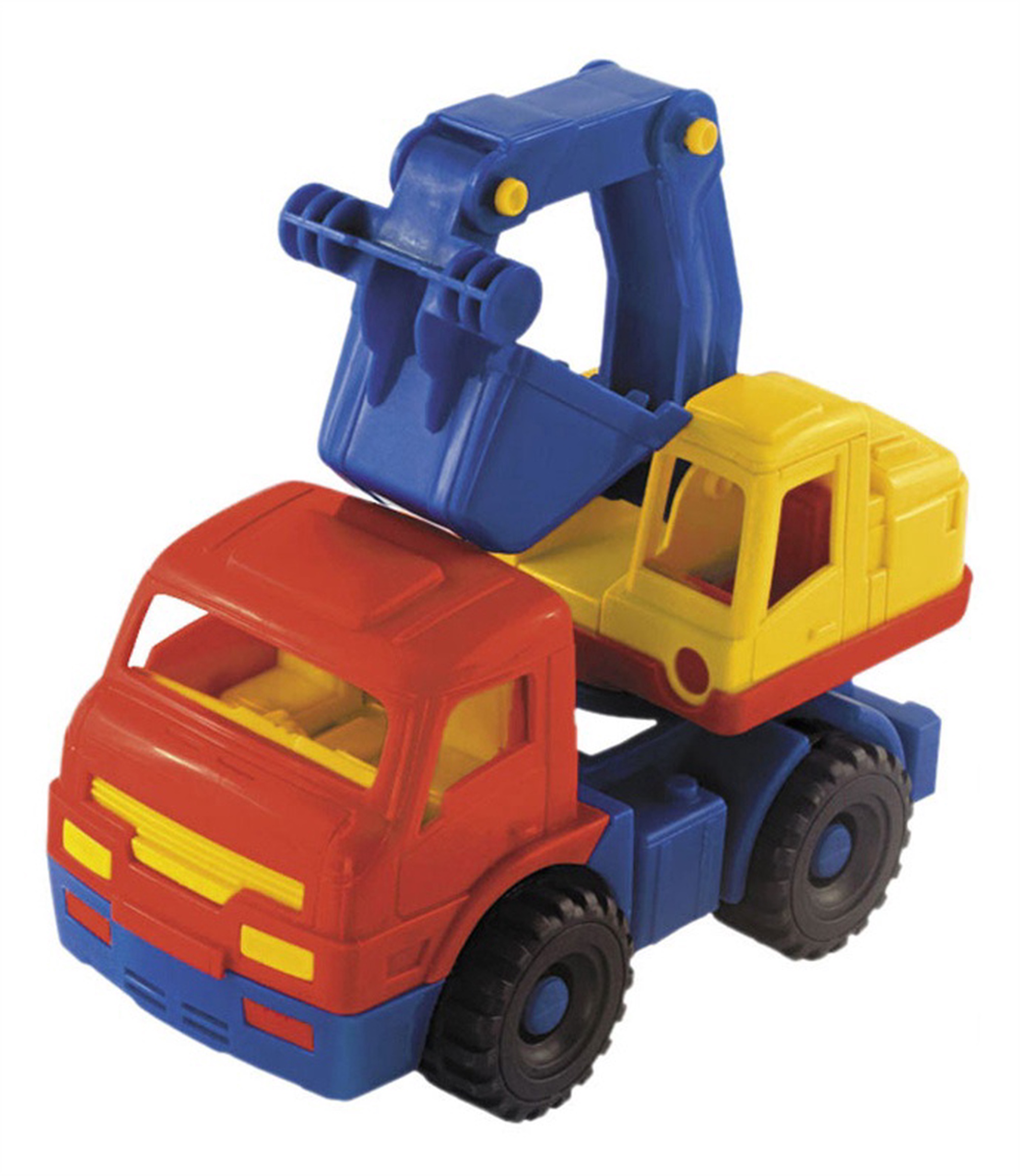 Rotaļu kravas auto ar ekskavatoru 048, zila/sarkana/dzeltena - Ksenukai.lv