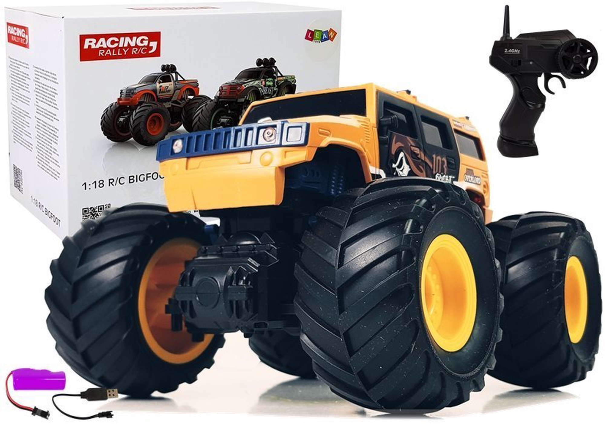 Rc automašīna Lean Toys Huge Wheels Bigfoot LT9032, 1:18, dzeltena ...