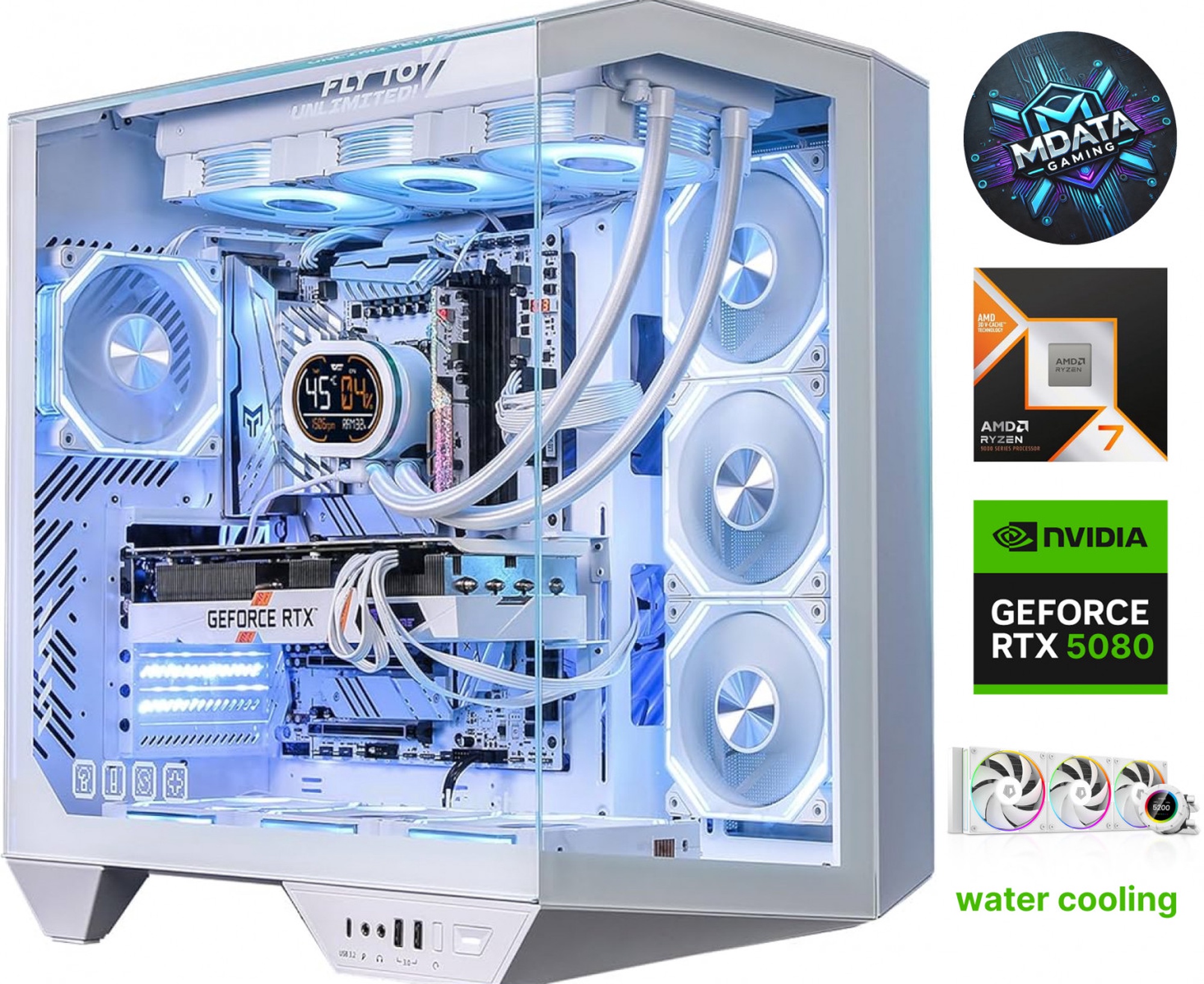 Statsionaarne arvuti Mdata Gaming ArcticX Pro AMD Ryzen 7 9800X3D, Nvidia GeForce RTX 5080, 64 ...