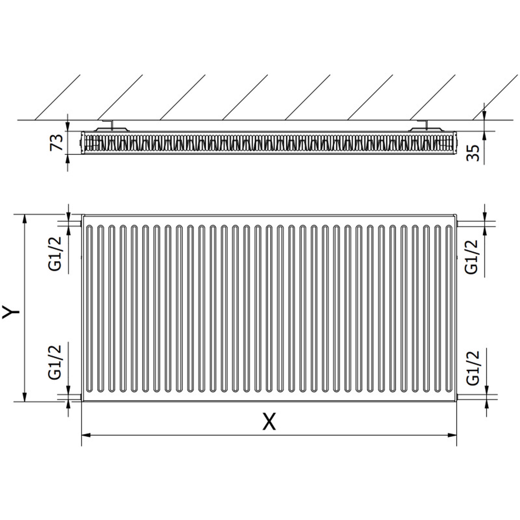 Radiators Mexen C21, 60 cm x 30 cm, sānu pieslēgums, 442 W, melna ...