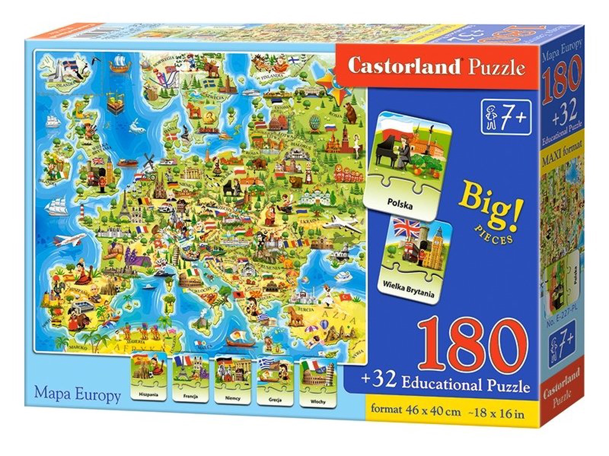 Puzle Castorland Europe Maps E227, 46 cm x 40 cm, 180 gab ...