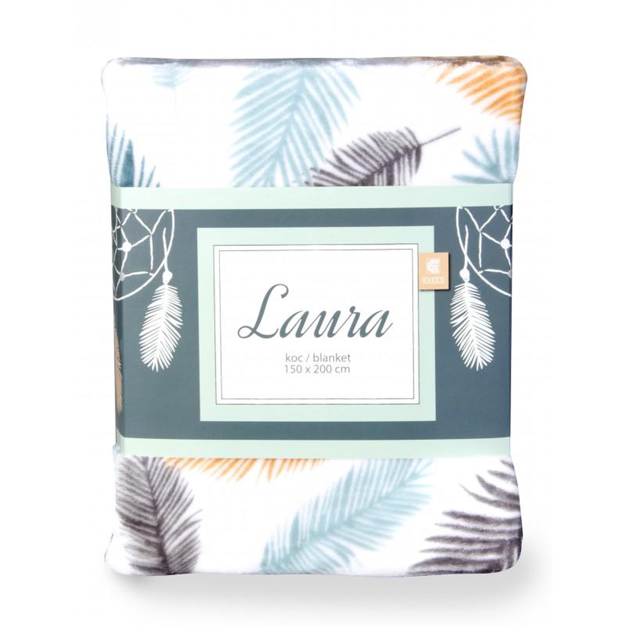 Плед Essex Laura Palm Leaves, белый/mint/oранжевый, 150 см x 200 см ...