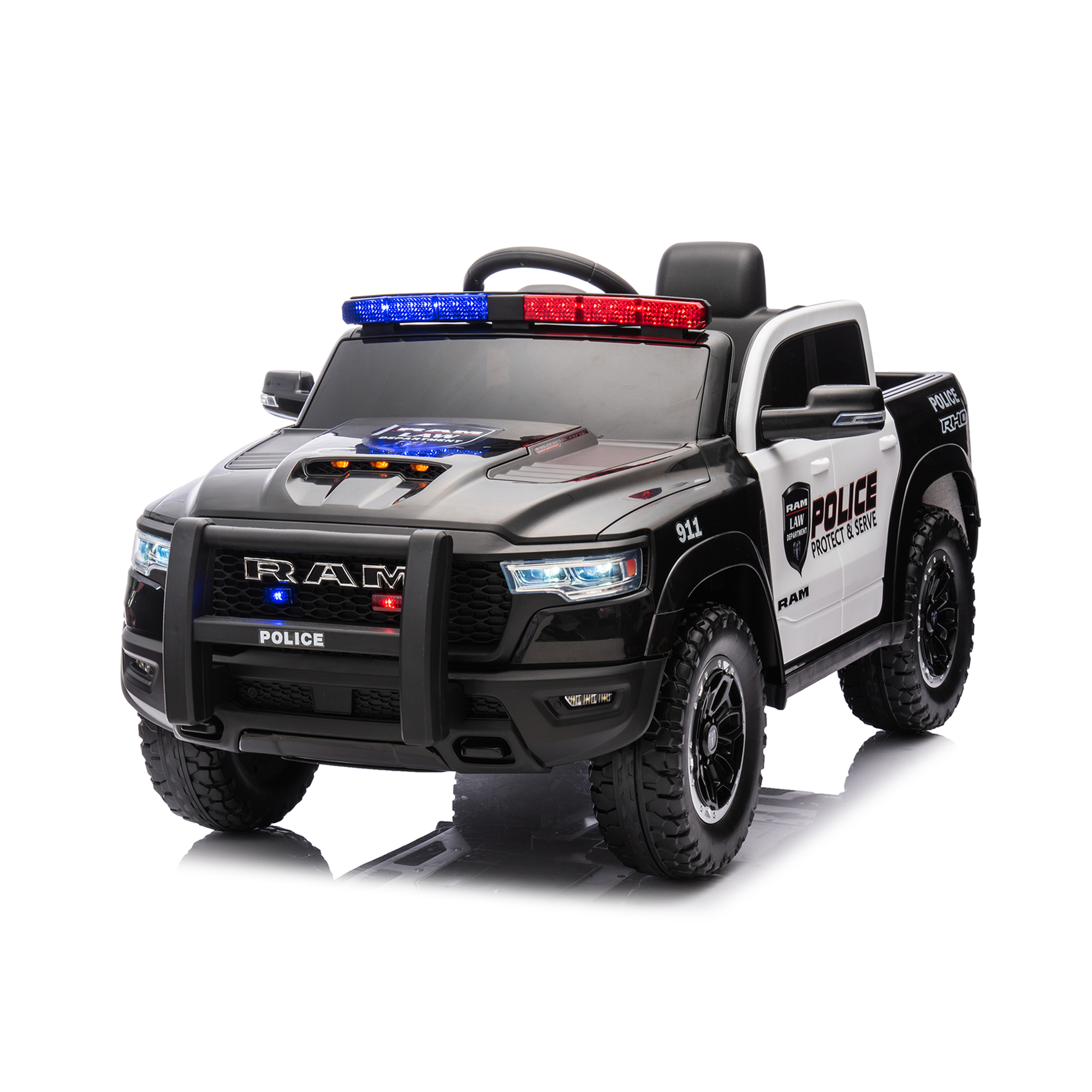 Детский электромобиль Police RAM 1500 RHO, черный - Ksenukai.lv
