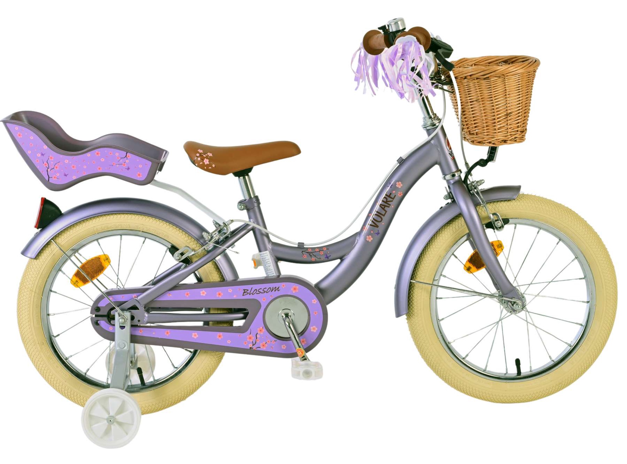 Lisaratastega laste jalgratas, laste Volare Blossom 31643, violetne, 16 ...