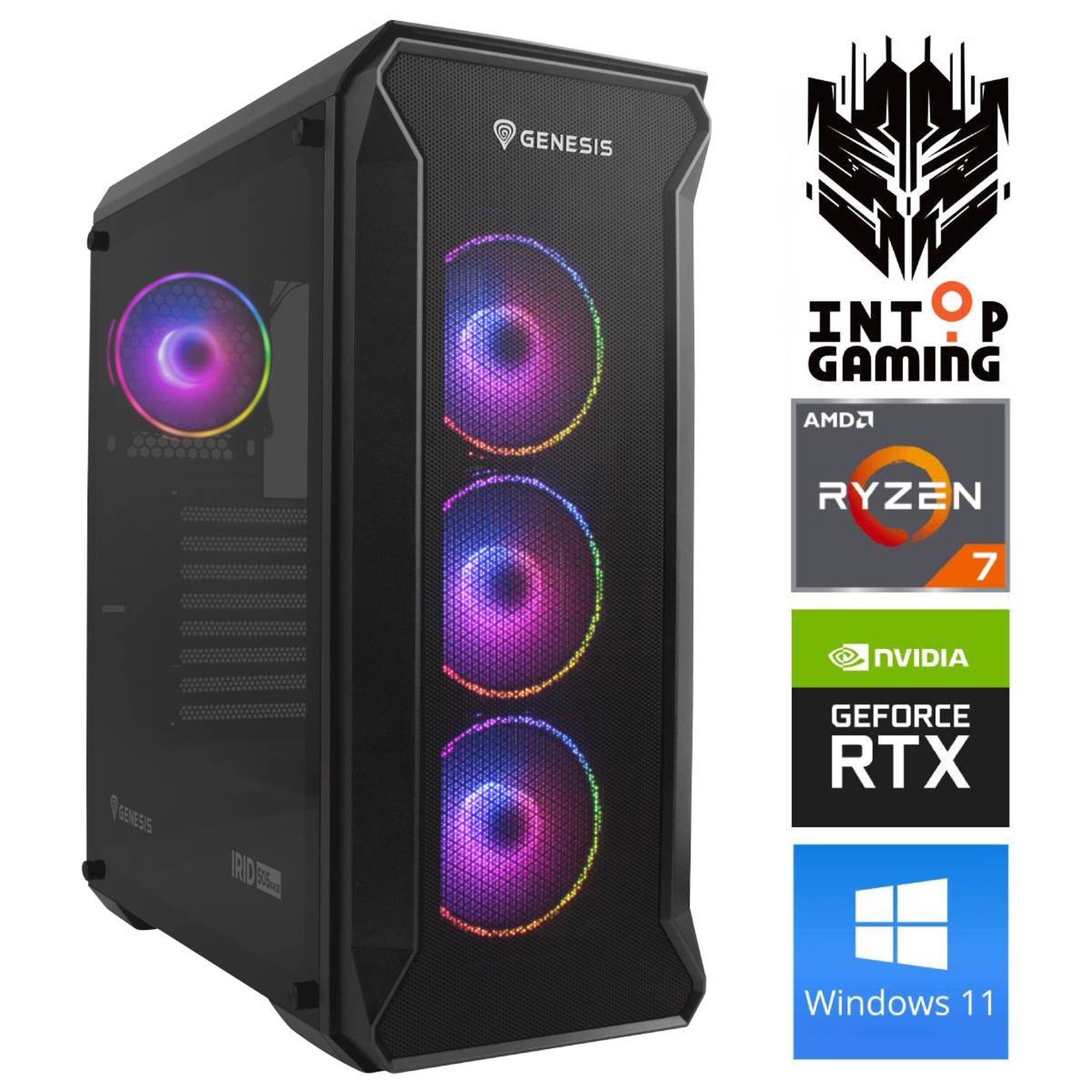 Statsionaarne arvuti Intop Ryzen 7 5700X, 2250 GB, DDR4 32 GB, SSD+HDD ...