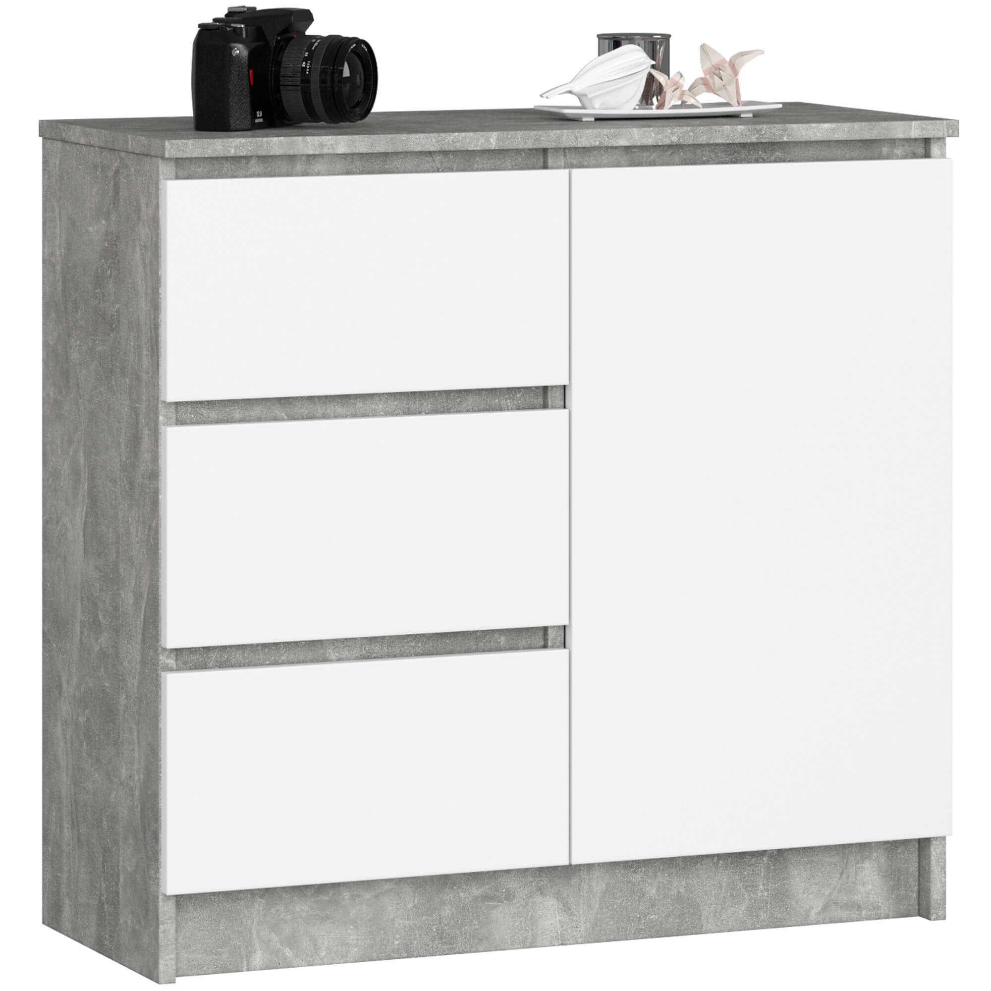 Kummut Akord Jerry K80, valge/hall, 80 cm x 35 cm x 77 cm - K-rauta