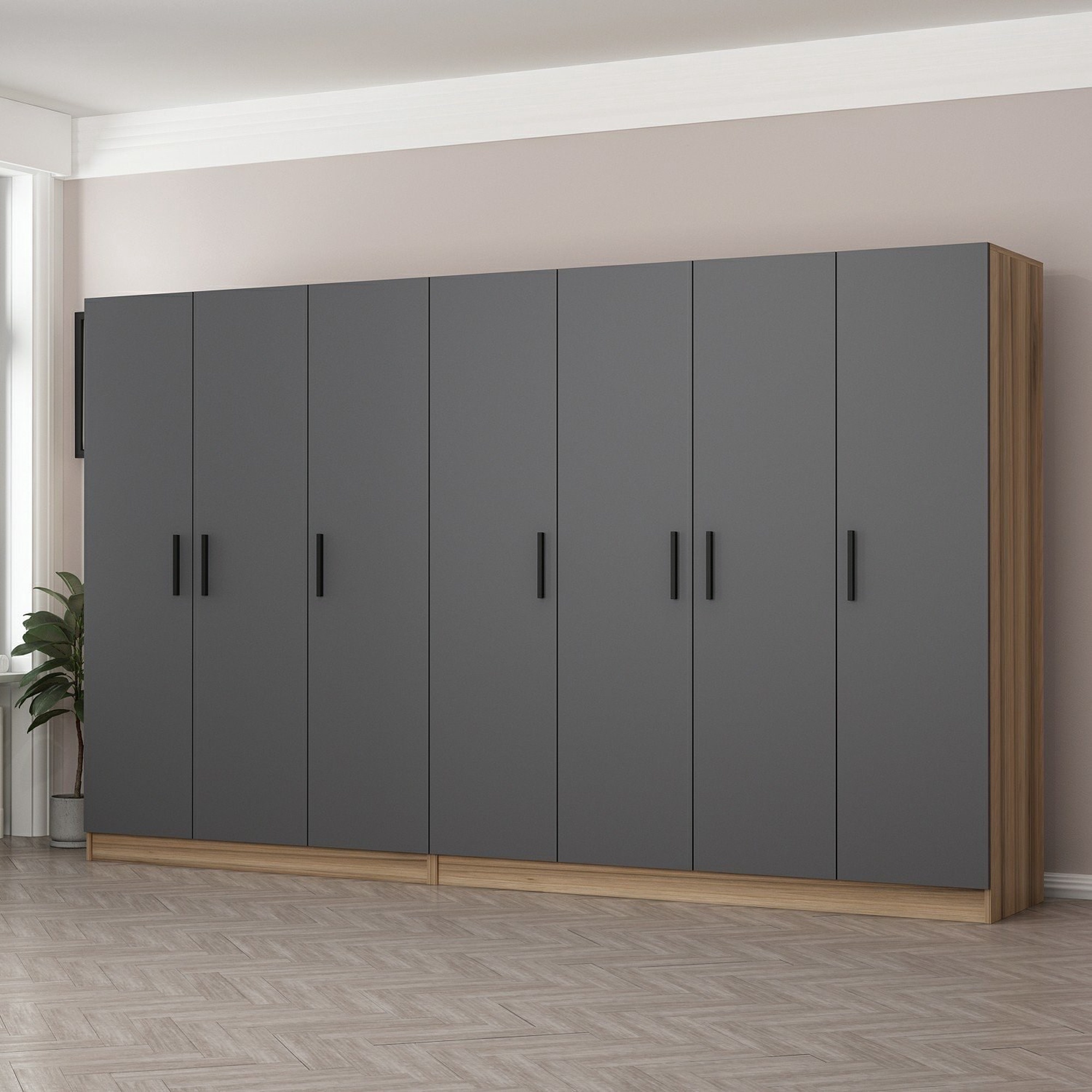 Шкаф Kalune Design Kale 7643, антрацитовый, 52 см x 315 см x 210 см ...